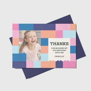 Building Blocks Birthday Photo Thank You Card, Building Bricks ...