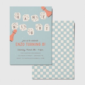 Game Night Birthday Party Invitation: Board Games, Chess (instant ...