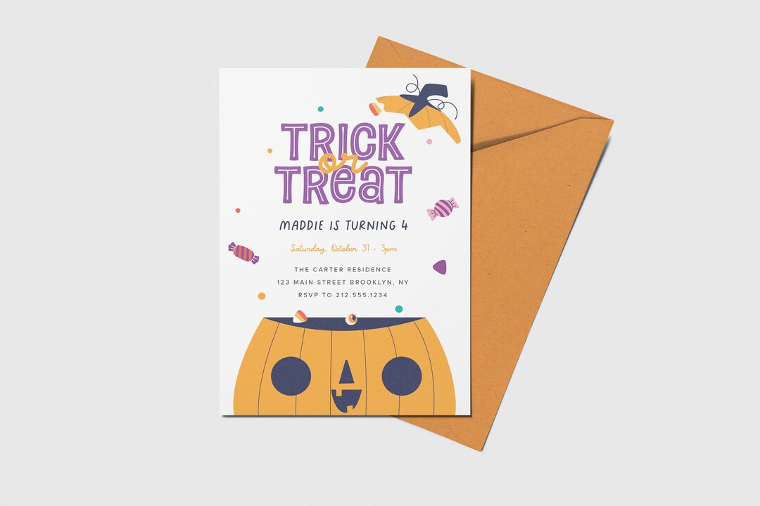 Trick or Treat Birthday Invitation: Halloween Costume Party (digital ...