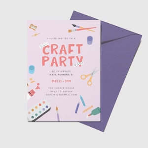 Craft Party Birthday Invitation, Art Party, Crafting Theme Birthday ...