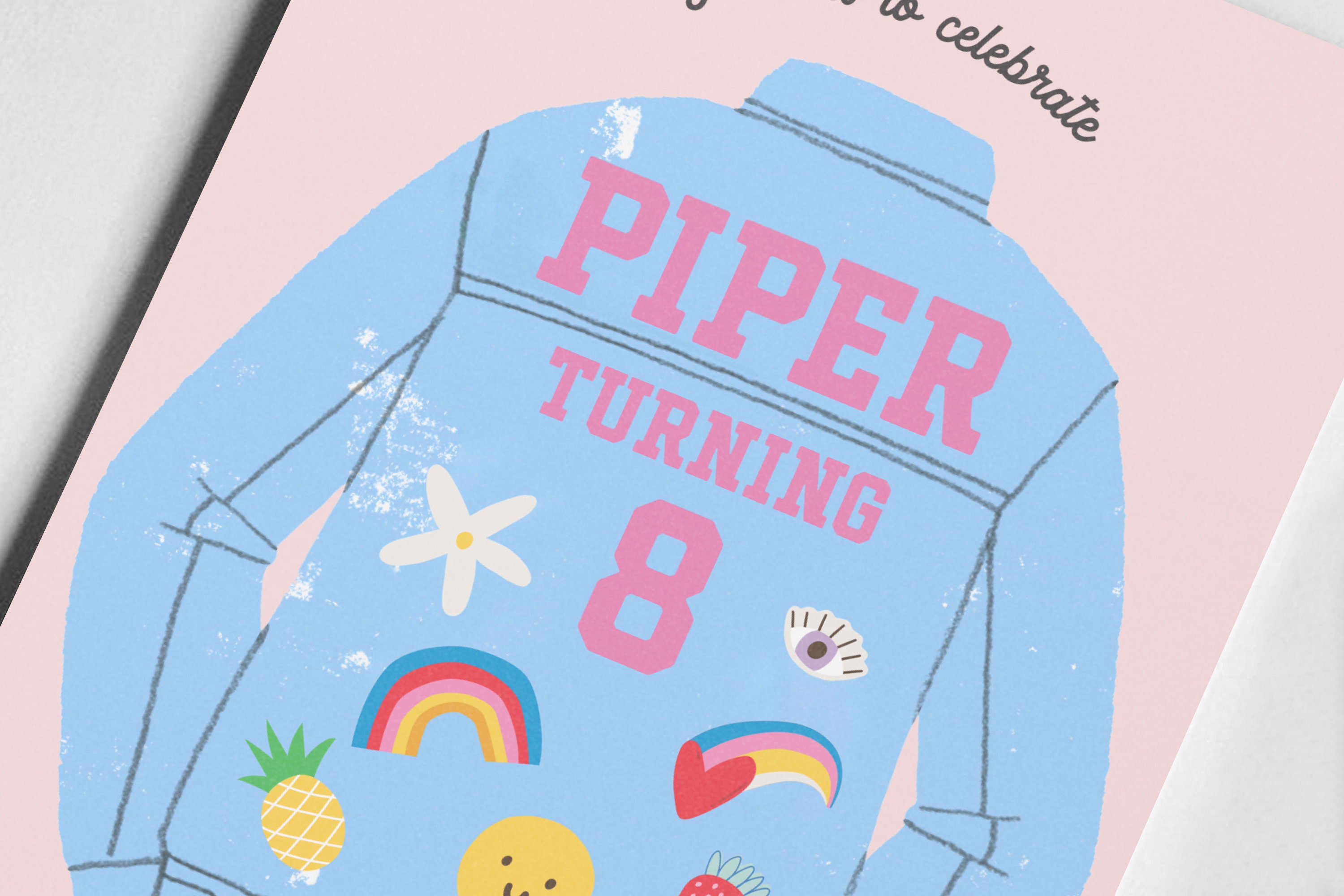 Denim Jacket Birthday Invitation, Patches, Customizable Jean Jacket ...