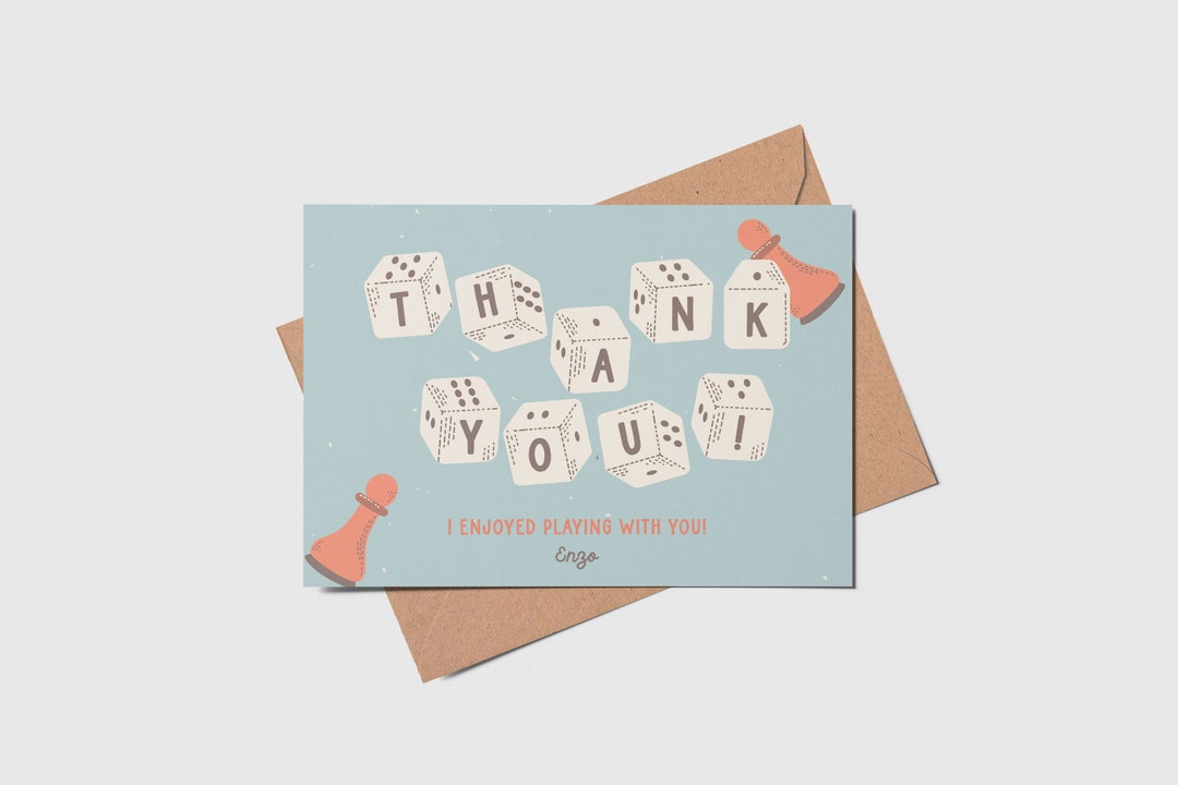Game Night Birthday Party Thank You Card, Board Game Party, Chess ...