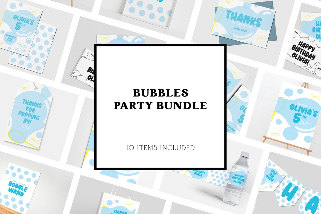 Bubbles Birthday Party Bundle: Printable, Editable (instant Download ...