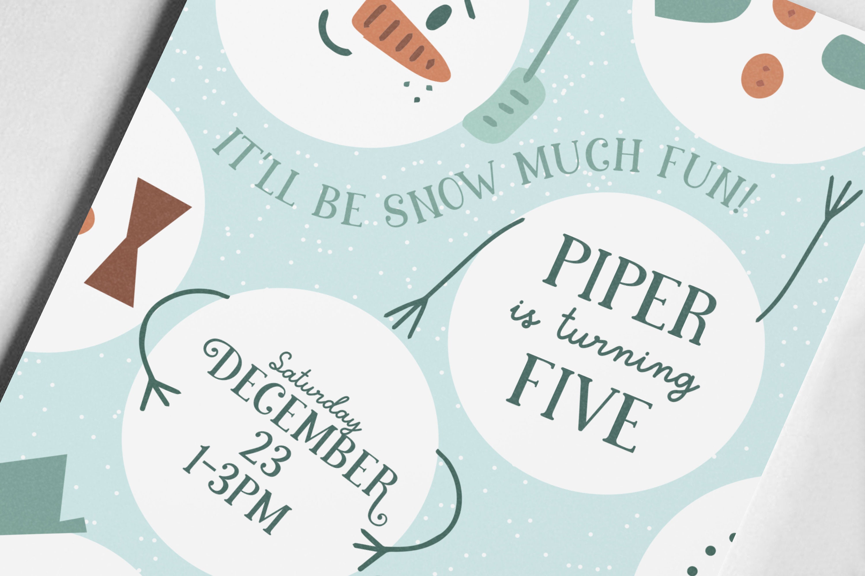 Snowman Birthday Party Invitation, Snowballs, Snow Much Fun, Winter ...