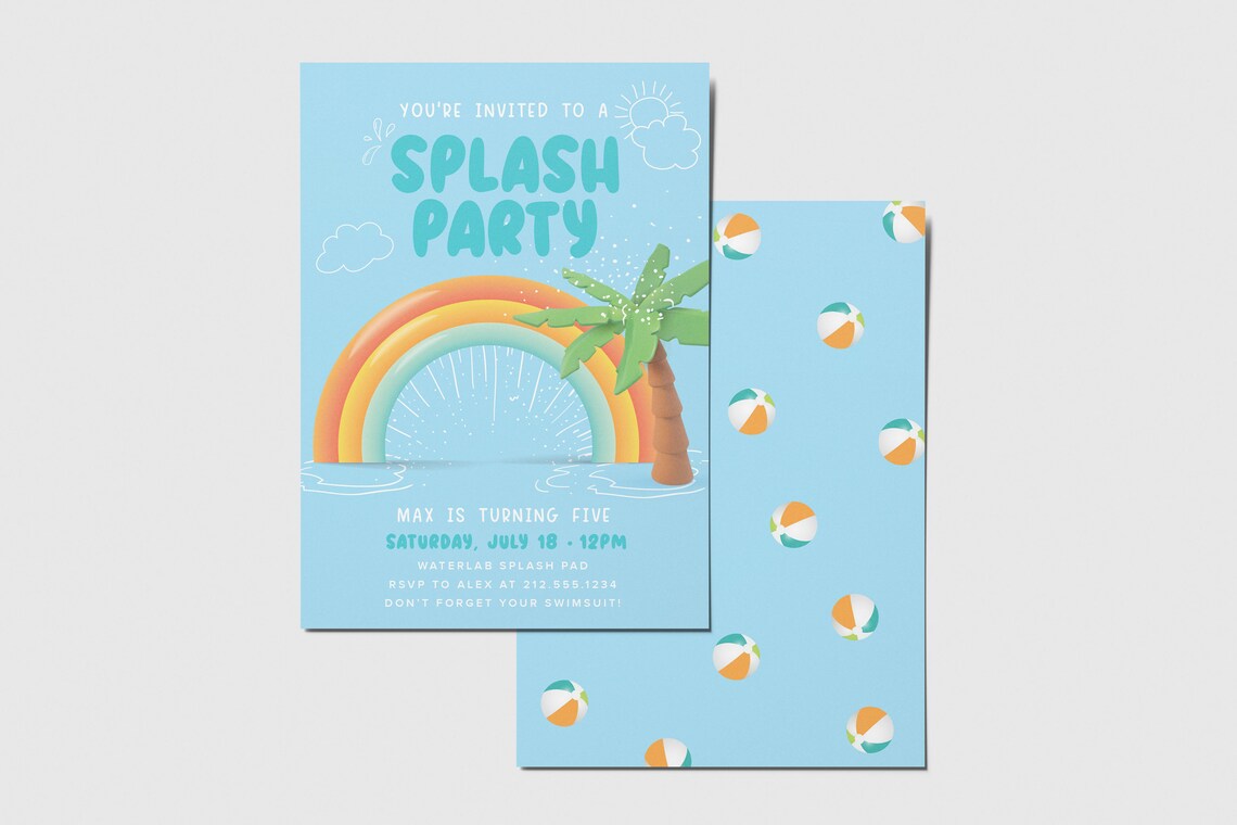 Splash Party Birthday Invitation Summer Celebration Splash - Etsy