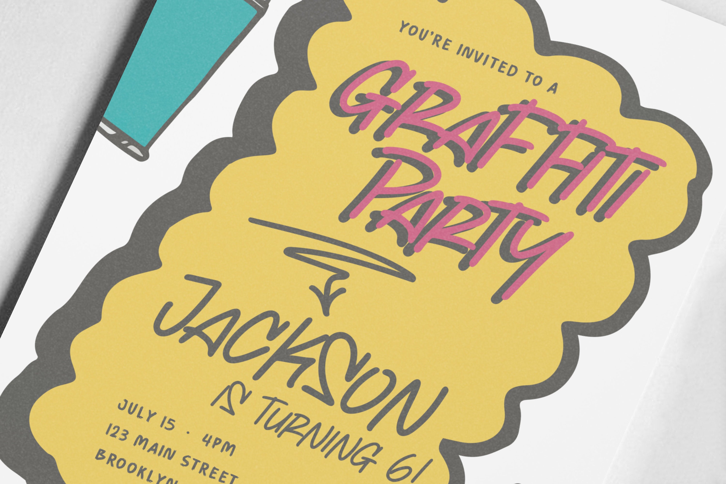 Graffiti Birthday Party Invitation, Tagging, Spray Paint, Street Art ...