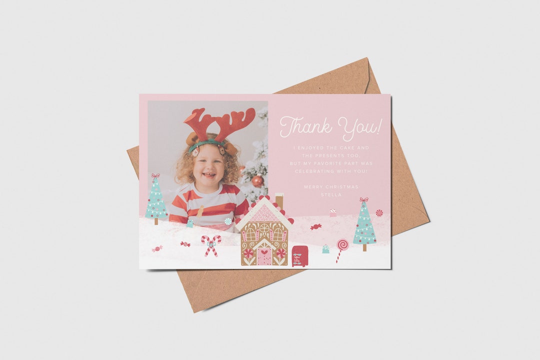 Candy Land Christmas Thank You Card With Photo (printable, Editable ...