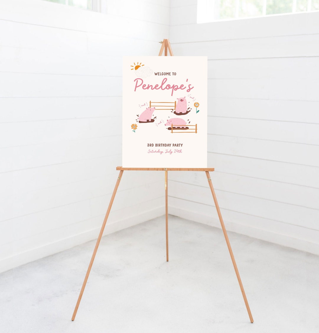 Little Piggy Birthday Party Welcome Sign, 18x24, 24x36, Poster, Pigs ...