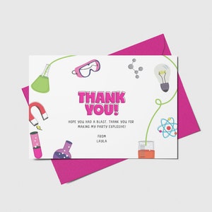 Science Party Thank You Card With Photo (digital Download) - Etsy