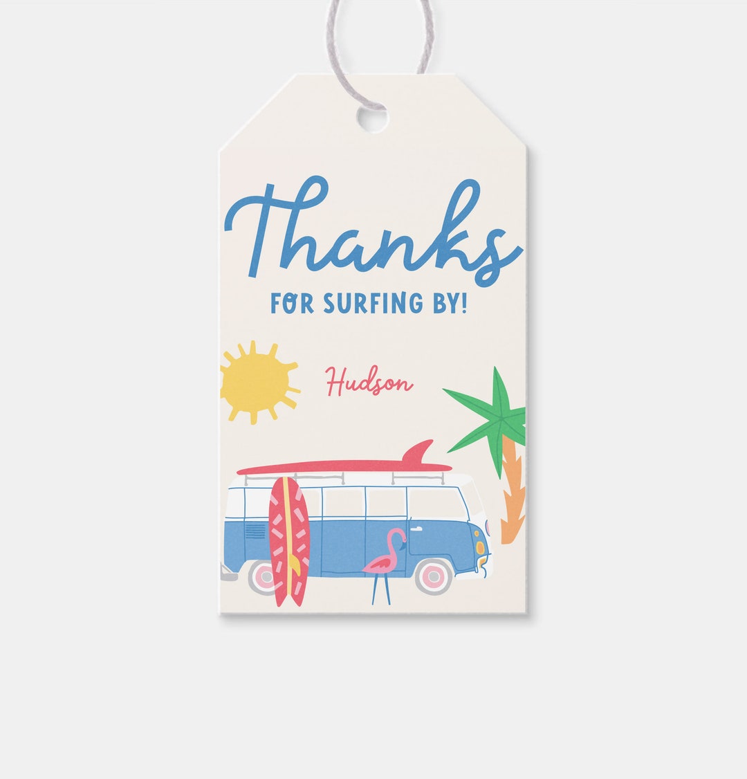 Surfs up Birthday Party Favor Tag, Thank You Tag, Surfing, Beach, Beach ...