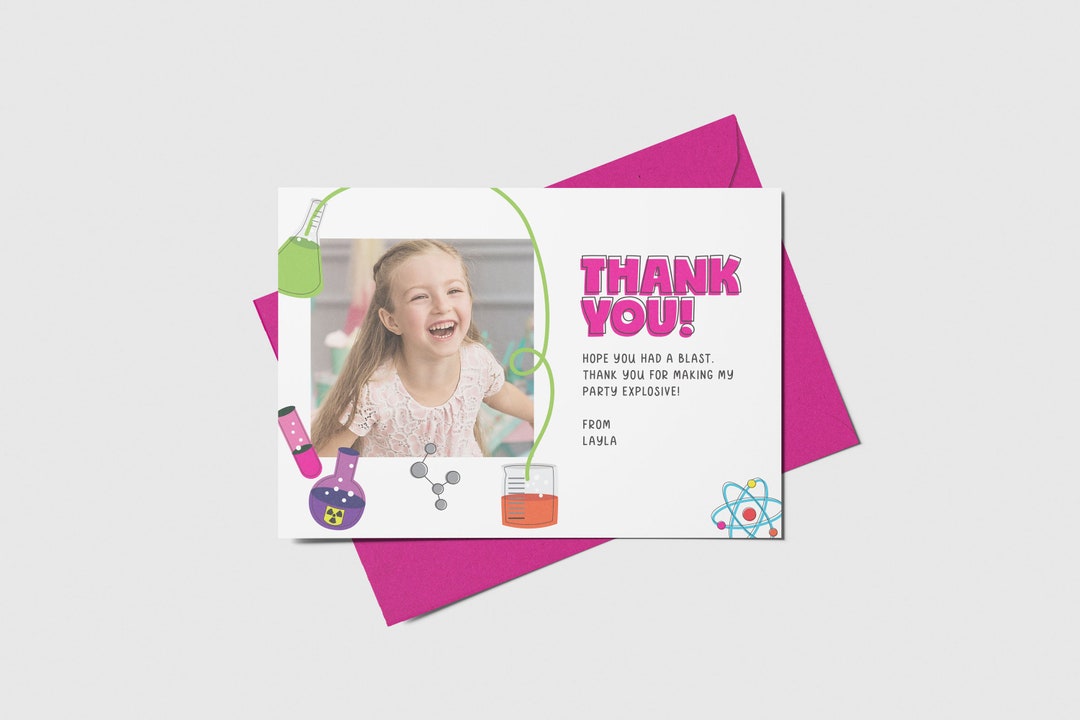 Science Party Thank You Card With Photo (digital Download) - Etsy