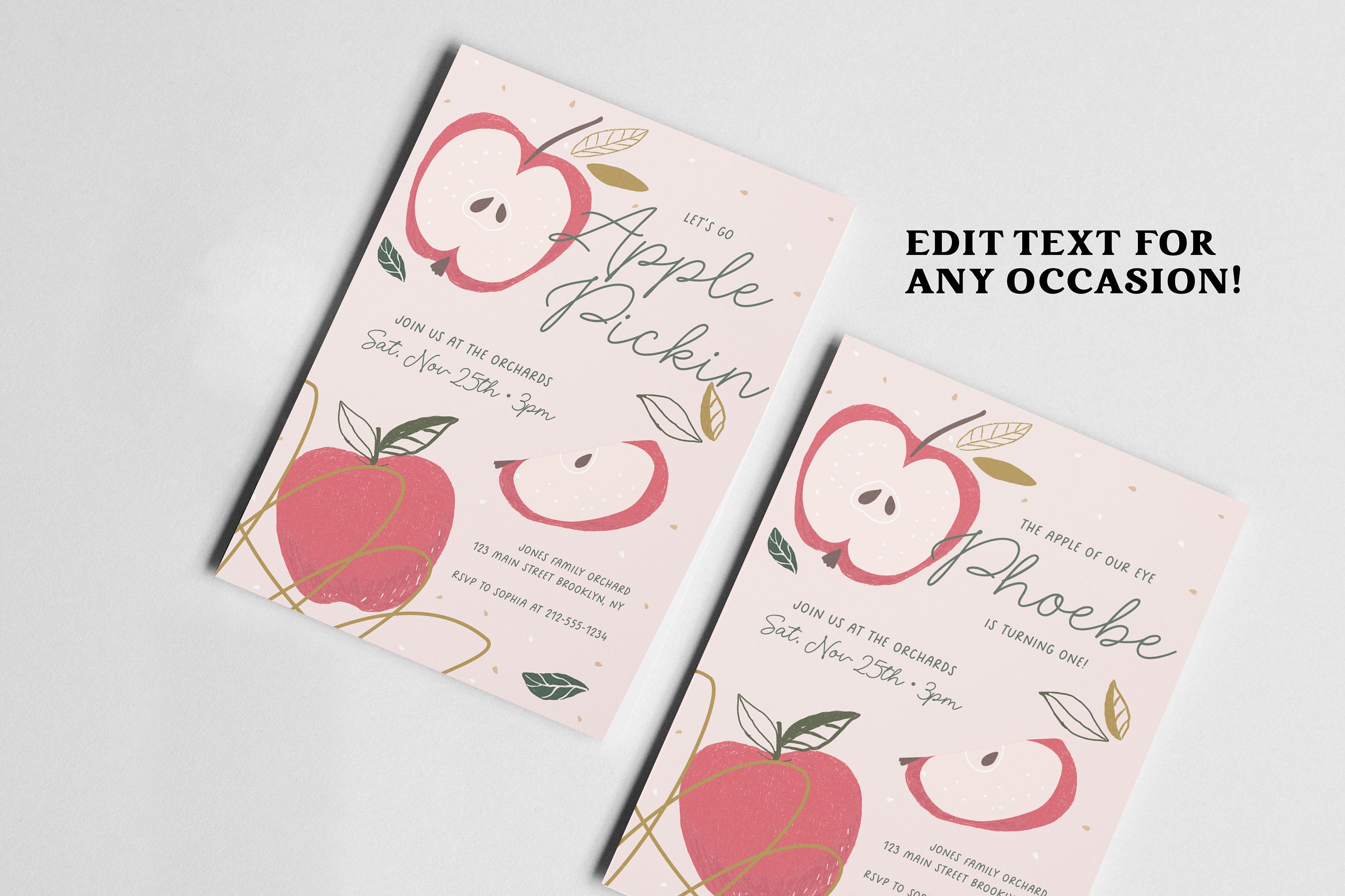 Apple Orchard Birthday Party Invitation, First Birthday, Apple Picking ...