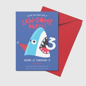 Shark Birthday Thank You Card With Photo (printable, Editable, INSTANT ...