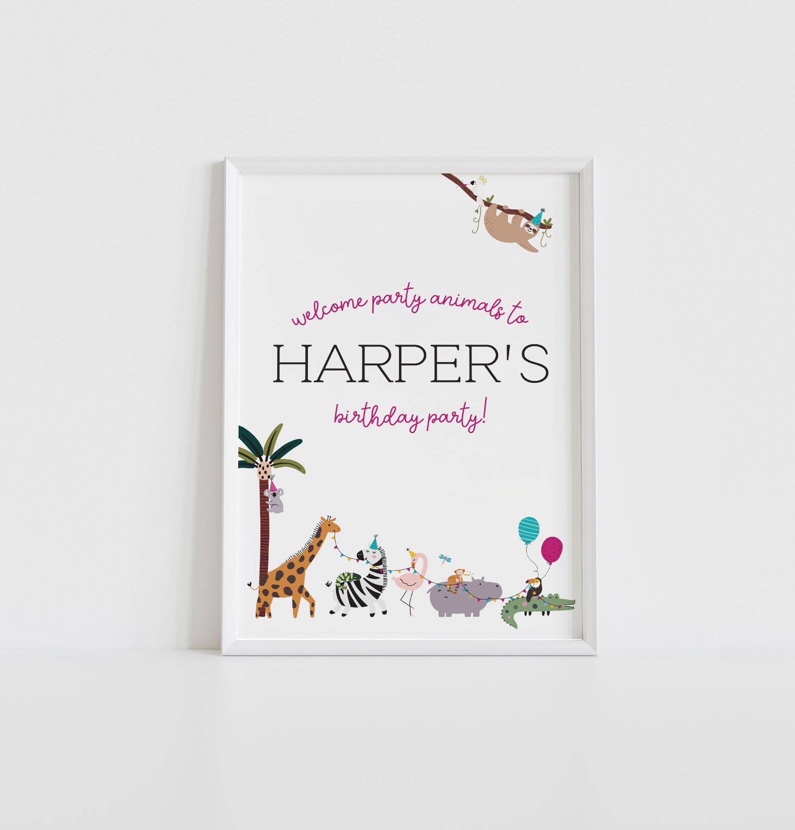 Party Animals Birthday Welcome Sign 18x24 24x36 Poster | Etsy