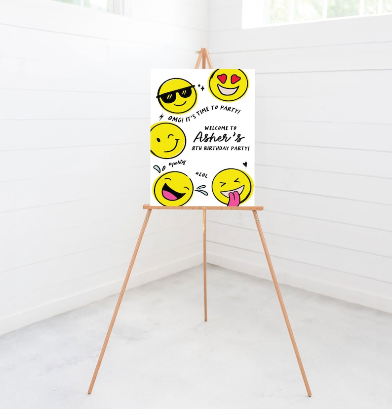 Emoji Birthday Party Welcome Sign, 18x24, 24x36, Poster, Emoticon, LOL ...