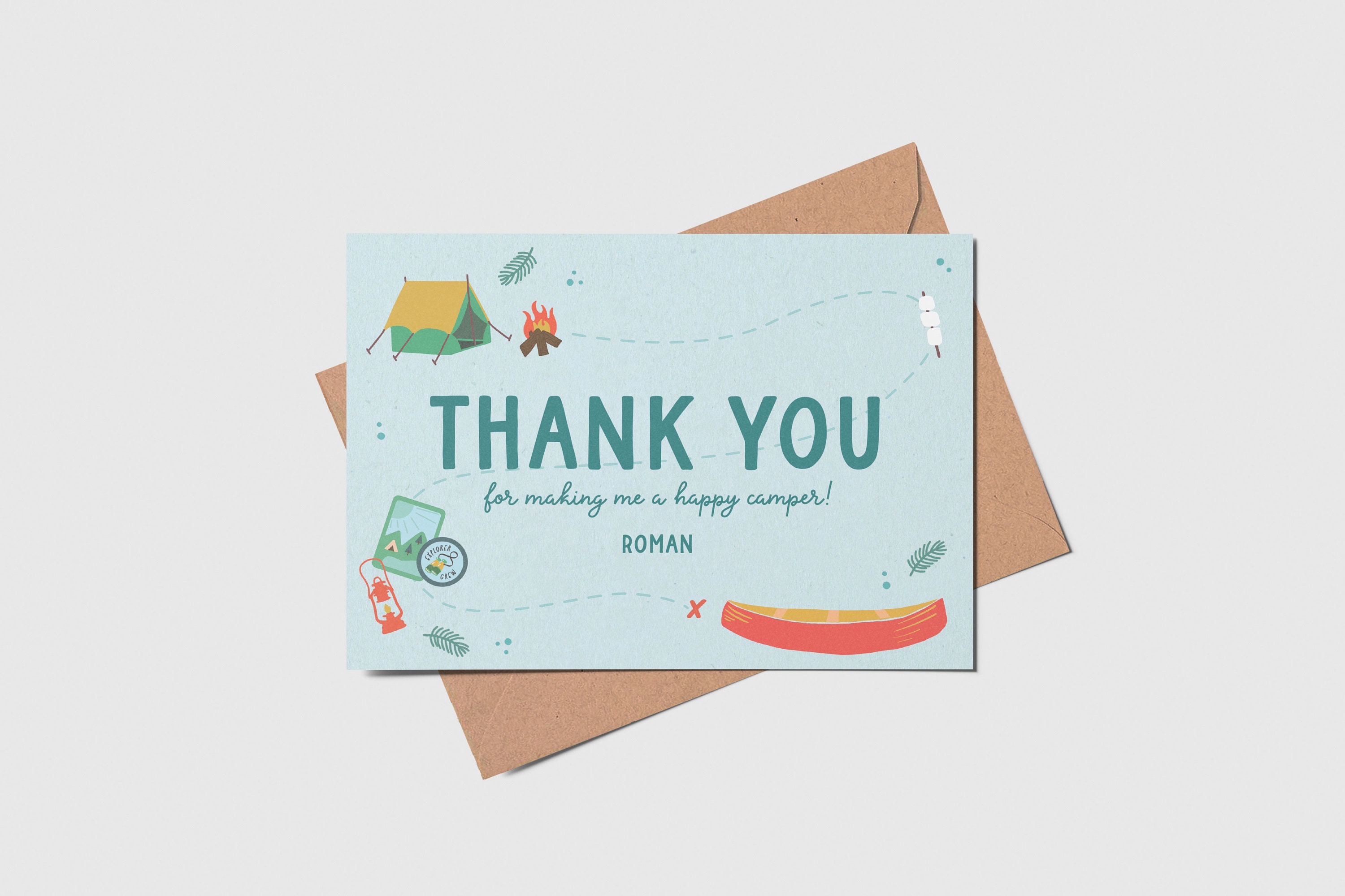 Camping Birthday Party Thank You Card, Adventure Awaits, Boy Scouts ...
