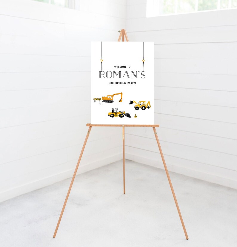 Construction Birthday Invitation Excavator Construction - Etsy