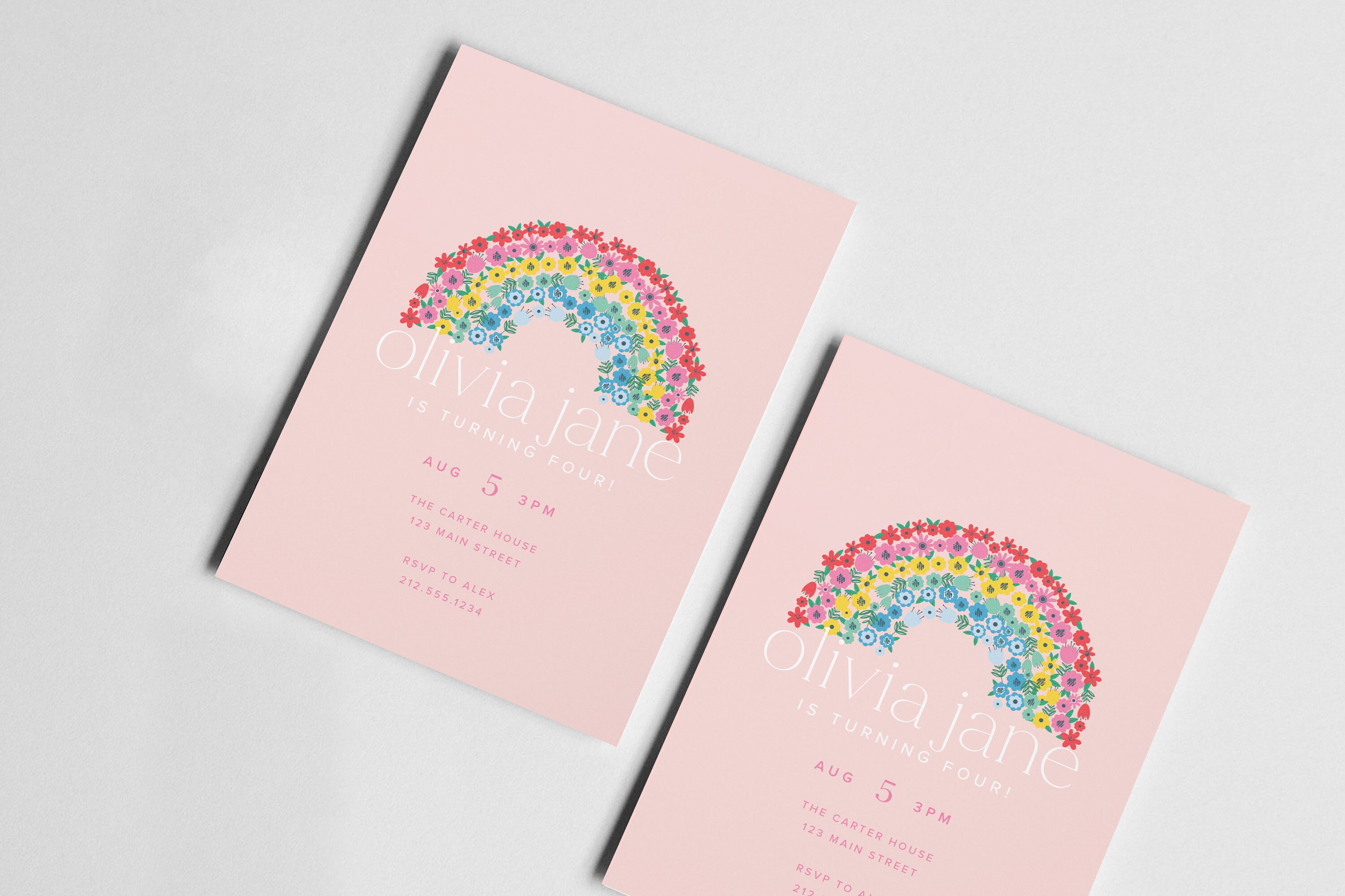 Rainbow Flowers Birthday Party Invitation, Printable, Editable, INSTANT ...