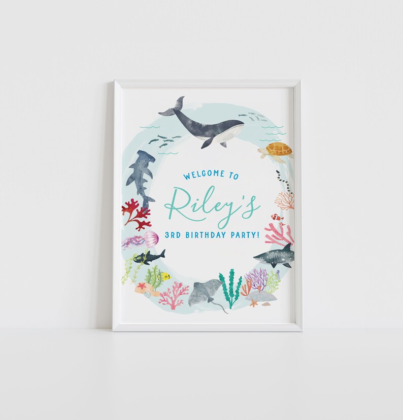 Under the Sea Birthday Party Welcome Sign, 18x24, 24x36, Poster, Ocean ...
