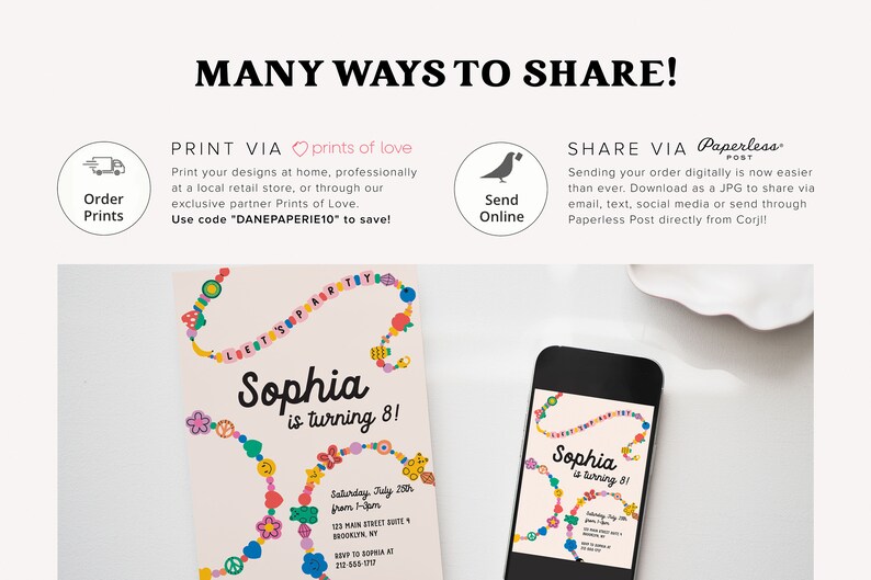 Friendship Bracelet Birthday Party Table Sign: Editable Printable ...