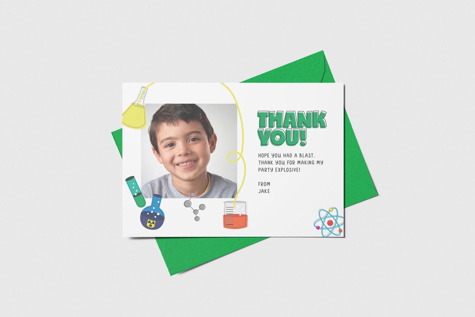 Science Party Thank You Card, Chemistry, Science Experiment Birthday ...