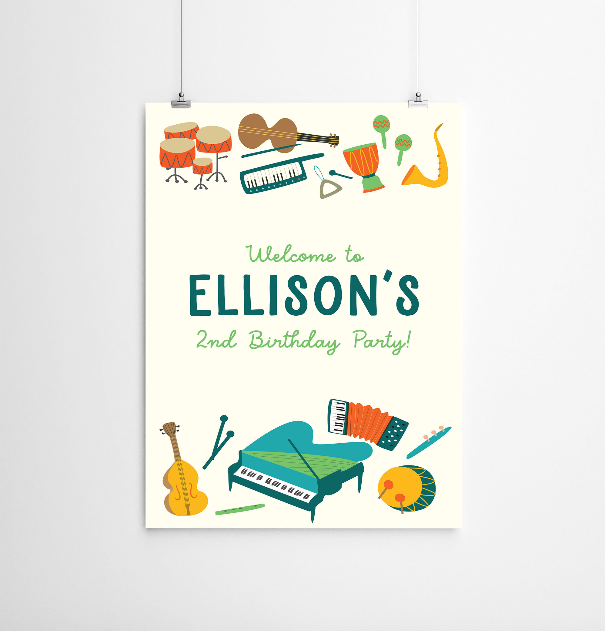 Musical Instruments Birthday Party Welcome Sign, 18x24, 24x36, Poster ...