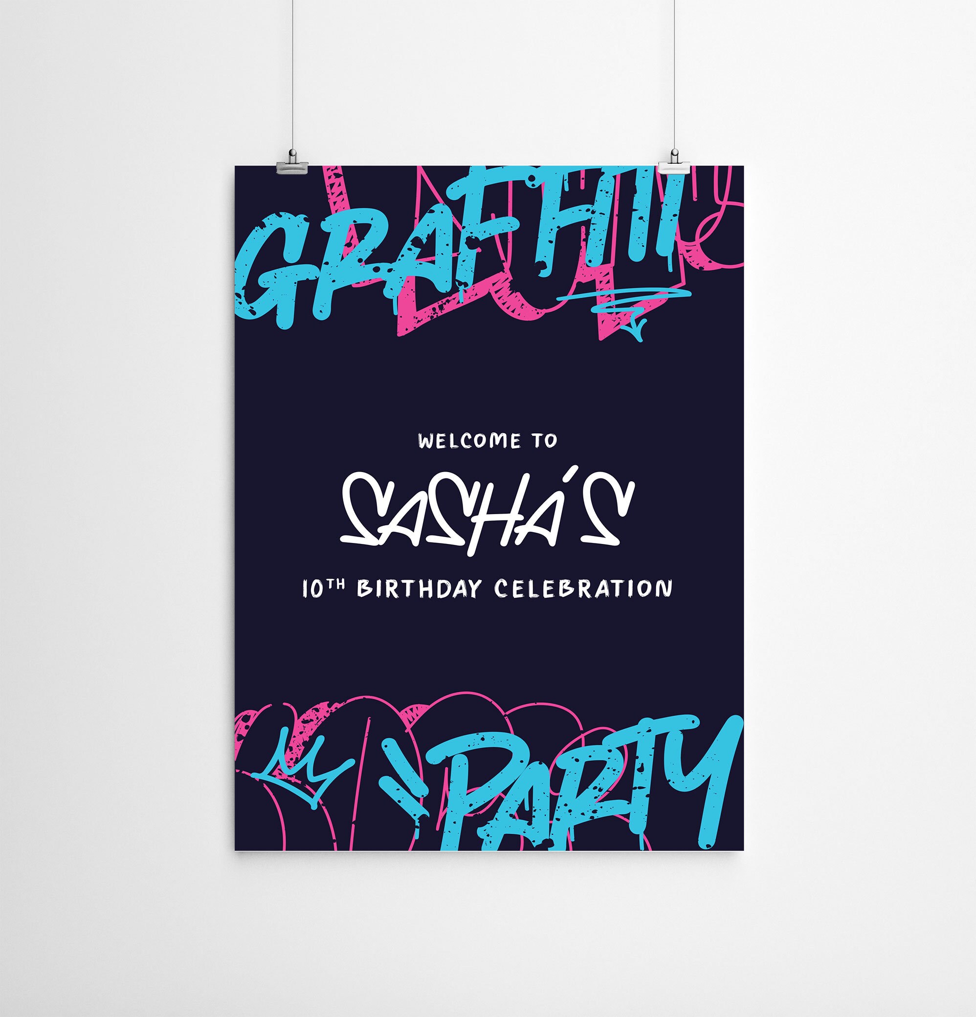 Graffiti Birthday Party Welcome Sign, 18x24, 24x36, Poster, Street Art ...