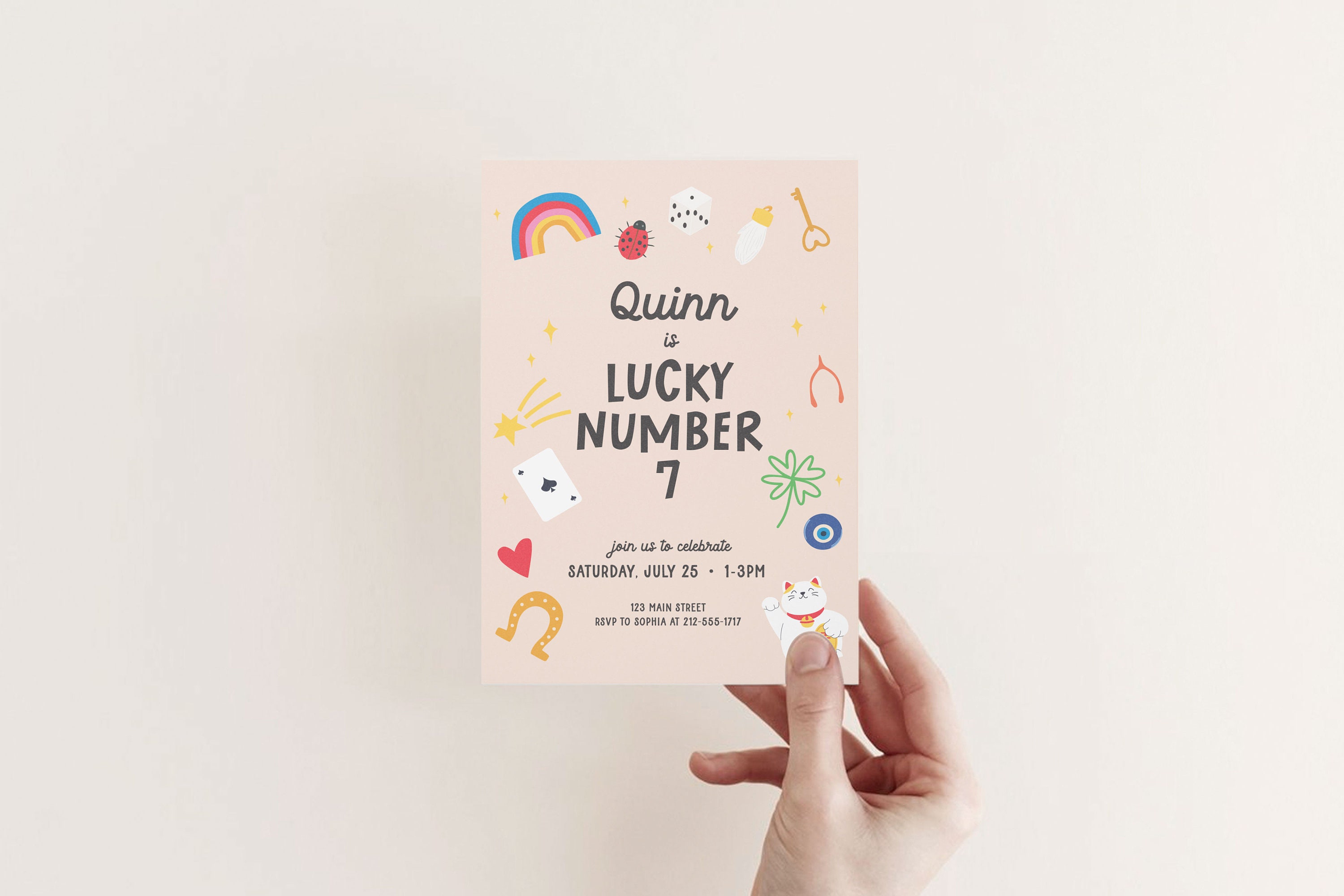 Lucky Charm Birthday Party Invitation, Good Luck Charms, Lucky Number 7 ...