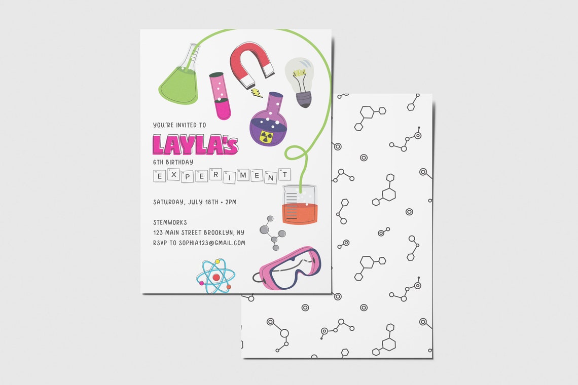 Science Birthday Party Invitation: Chemistry Theme (printable, Editable ...