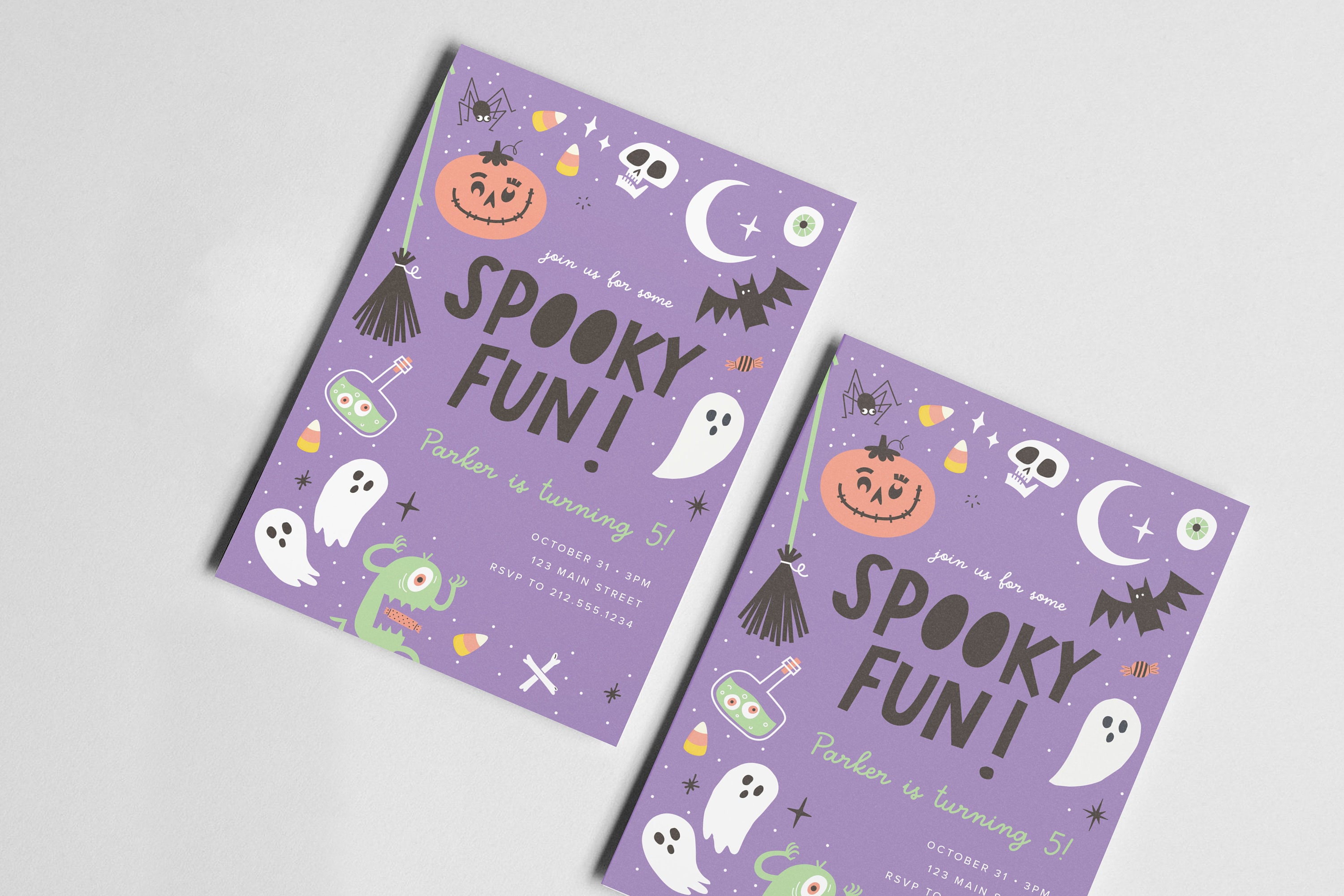 Spooky Fun Birthday Party Invitation, Halloween, Skeleton, Ghost, Fall ...