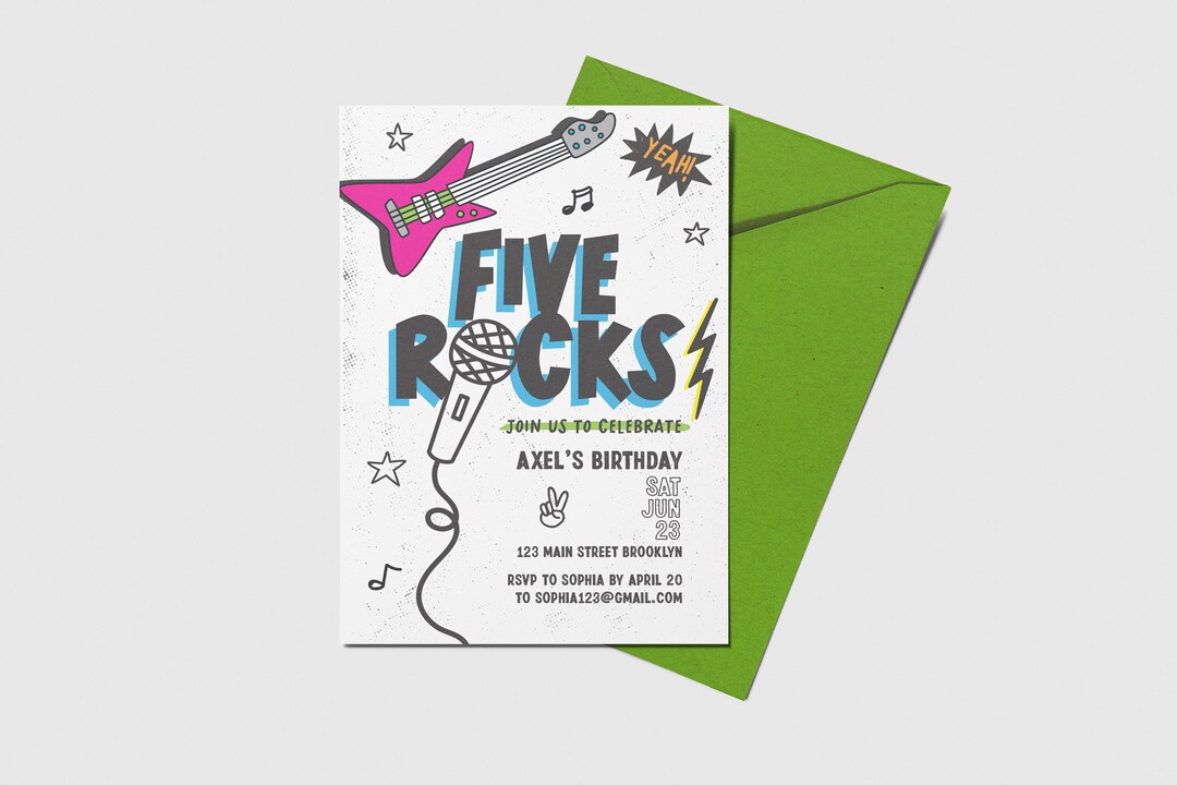 Lets Rock Birthday Party Invitation, Rock N Roll, Printable, Editable ...