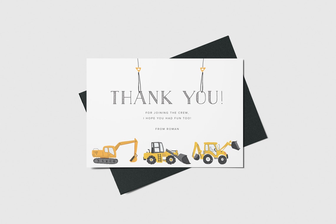 Construction Birthday Invitation Excavator Construction - Etsy