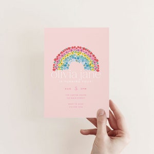 Rainbow Flowers Birthday Party Invitation, Printable, Editable, INSTANT ...