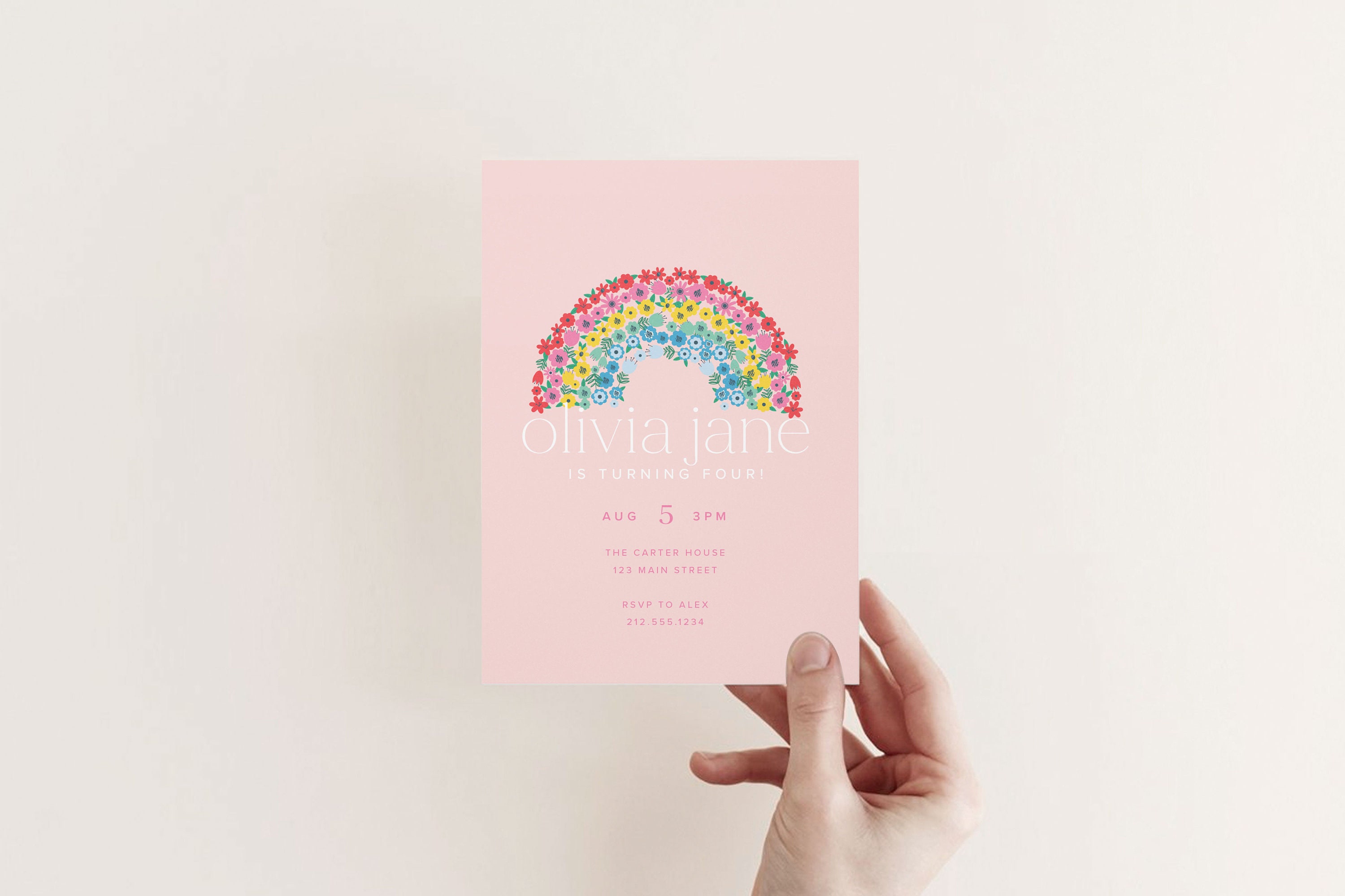 Rainbow Flowers Birthday Party Invitation, Printable, Editable, INSTANT ...