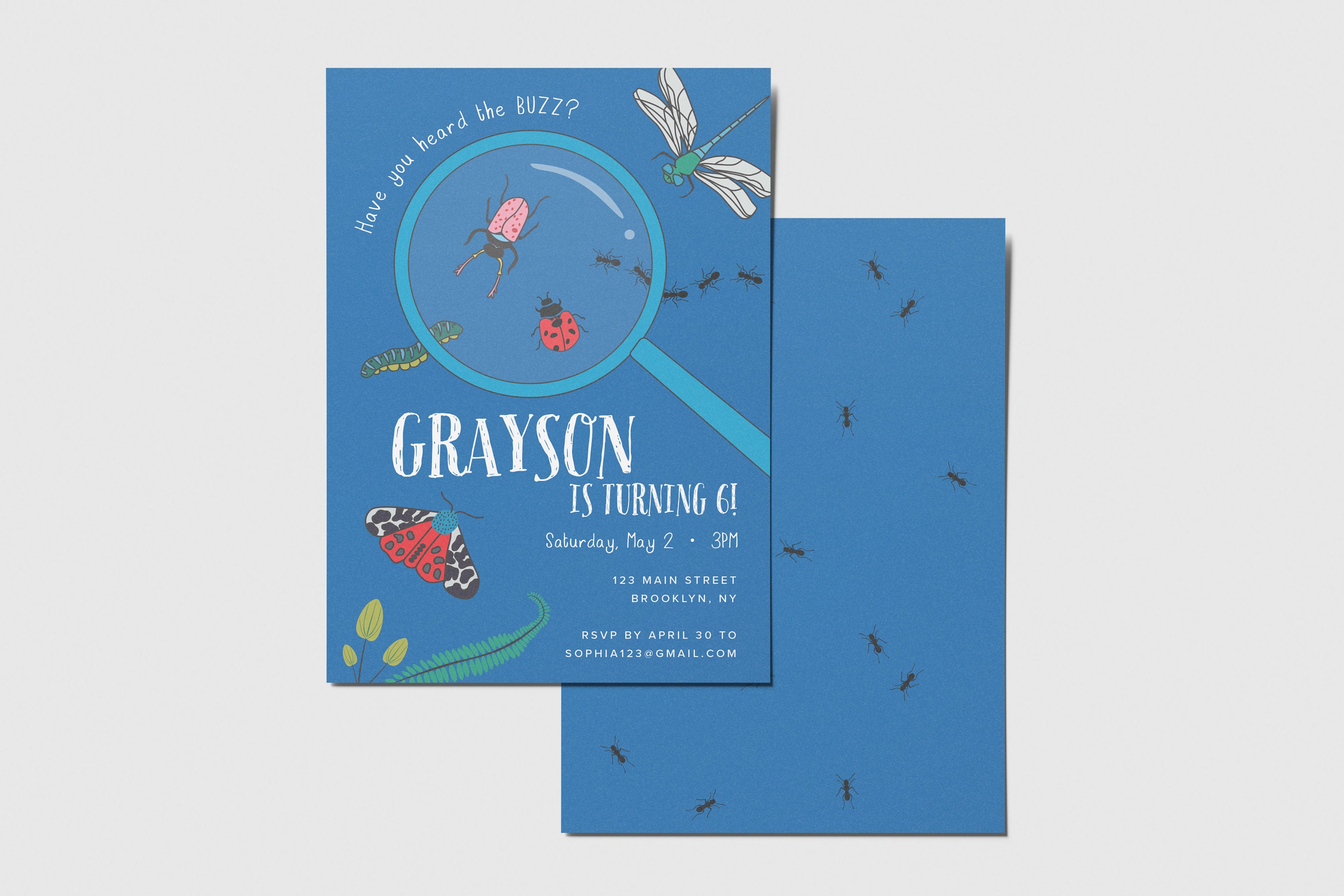 Bug Birthday Thank You Card Bugs Birthday Party Theme - Etsy