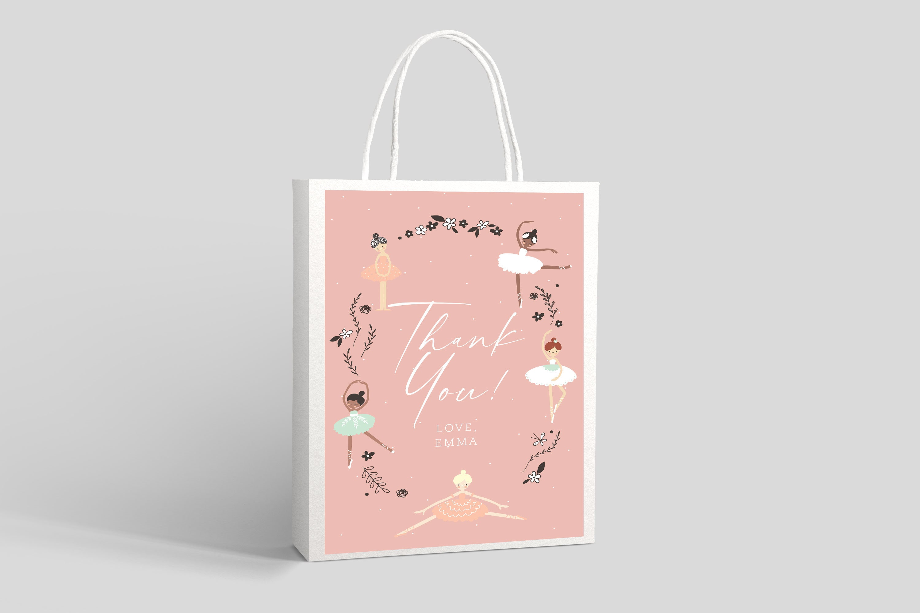 Ballerinas Birthday Party Favor Bag Label, Gift Bag Sticker, Dancer ...