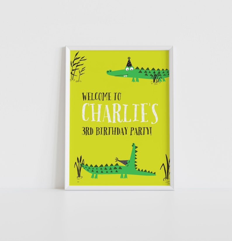 Alligator Birthday Party Welcome Sign, 18x24, 24x36, Poster, Crocodile ...
