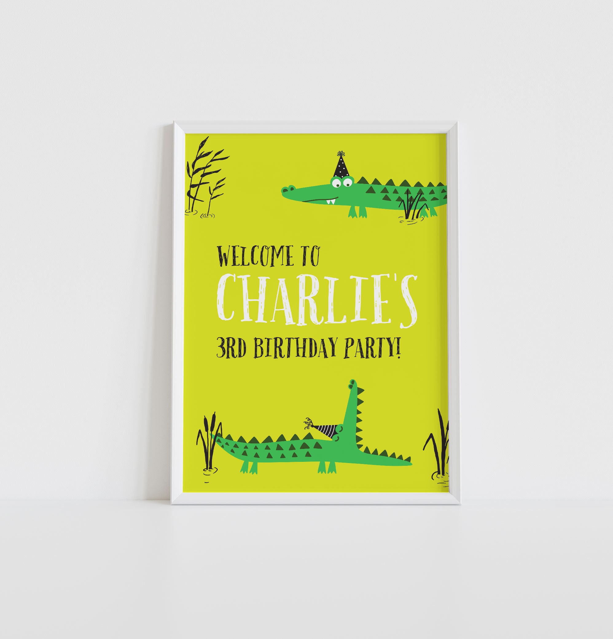 Alligator Birthday Party Welcome Sign, 18x24, 24x36, Poster, Crocodile ...