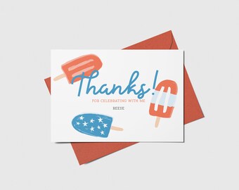 4th of July 1st Birthday Thank You Red White and Blue - Etsy