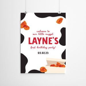 Our Little Nugget Birthday Party Welcome Sign, 18x24, 24x36, Poster ...