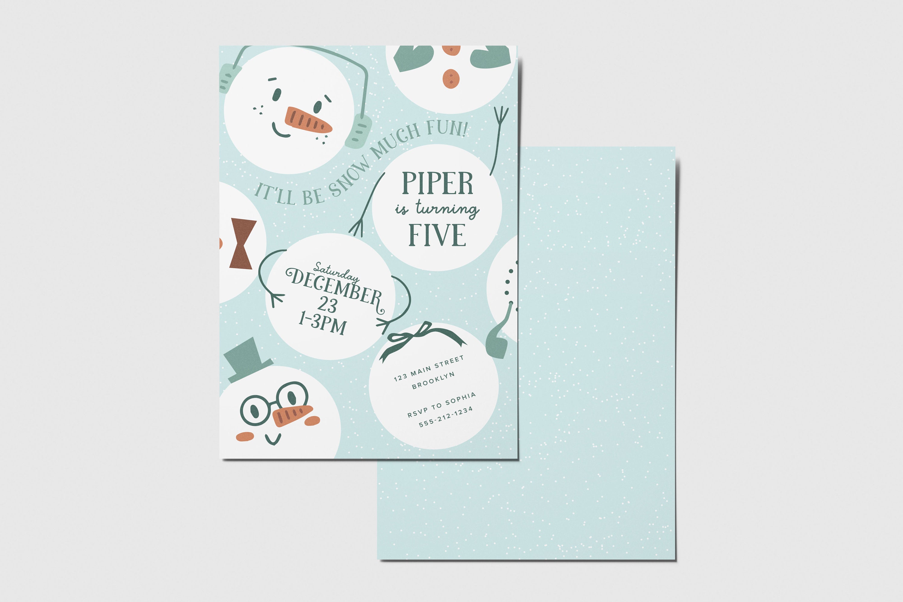 Snowman Birthday Party Invitation, Snowballs, Snow Much Fun, Winter ...
