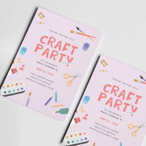 Craft Party Birthday Invitation, Art Party, Crafting Theme Birthday ...