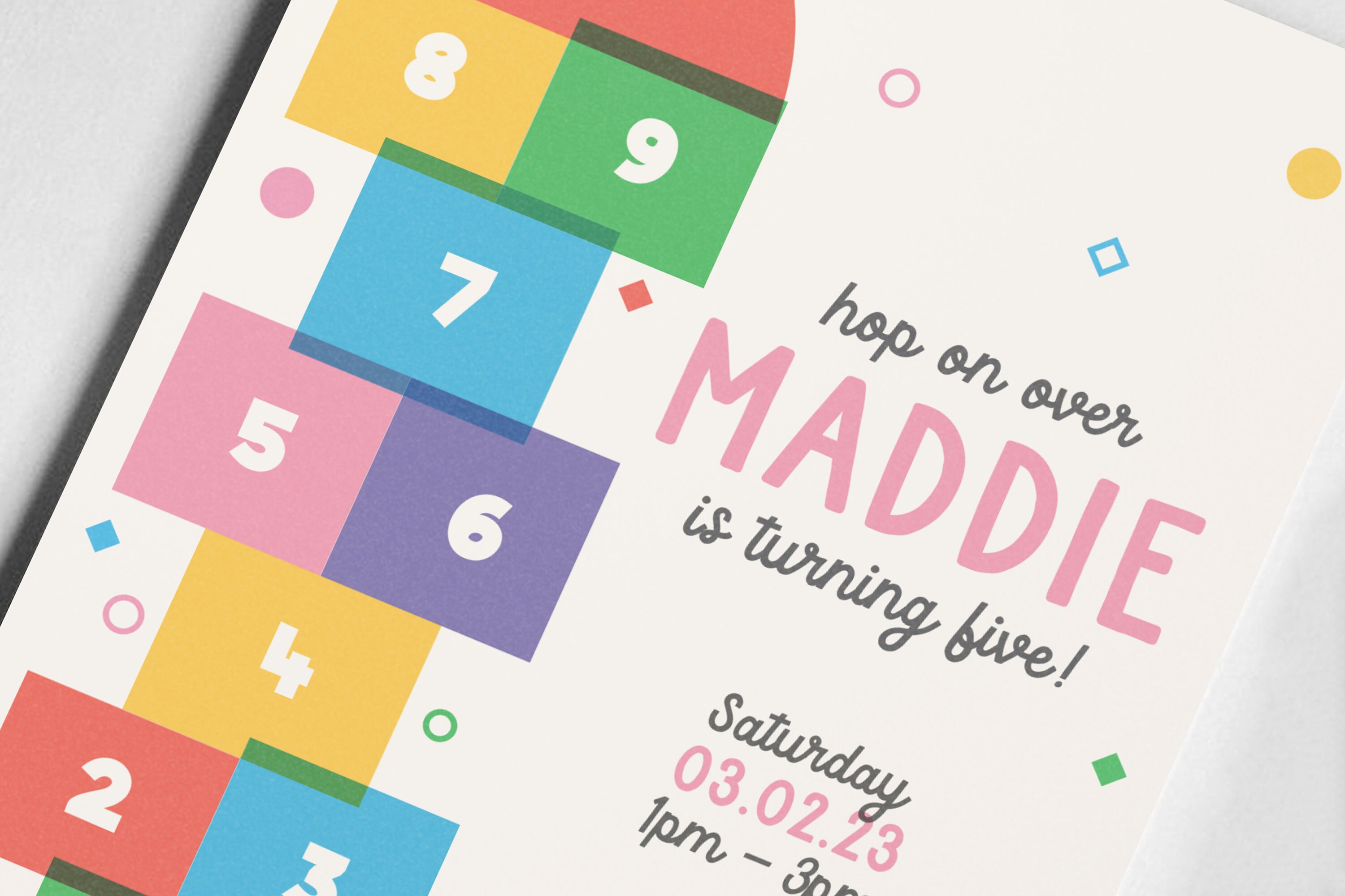Hop on Over Birthday Party Invitation, Hopscotch, Jump Rope, Bounce ...