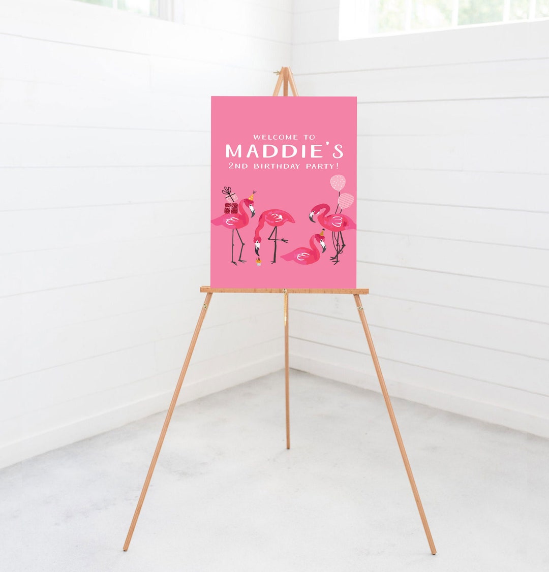 Flamingo Birthday Party Welcome Sign, 18x24, 24x36, Poster, Let's ...