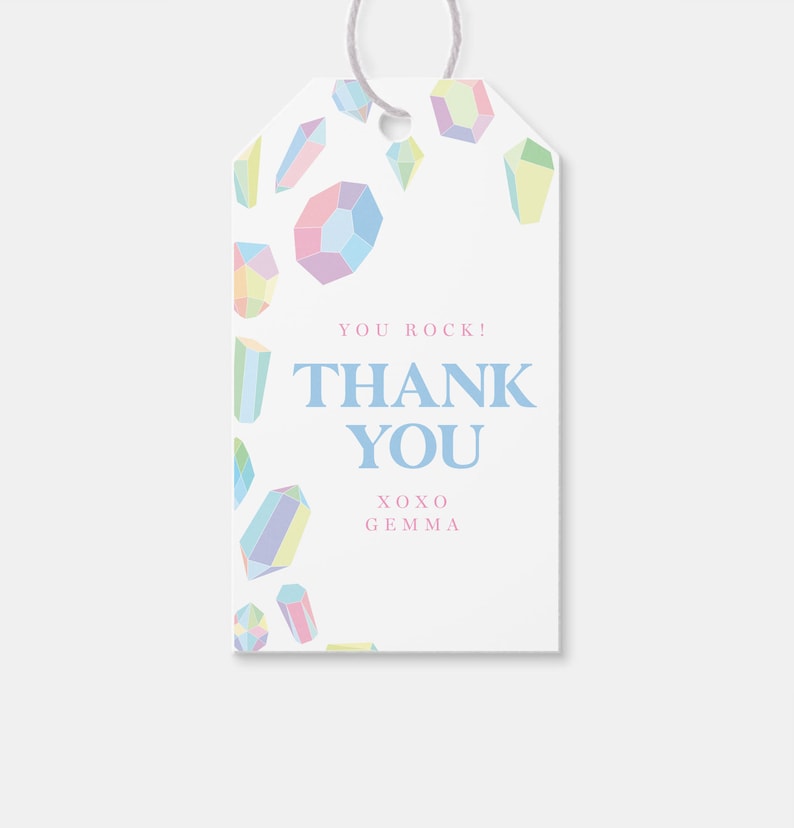 Gems Birthday Party Favor Tag, Thank You Tag, Party Decor, Gemstone ...