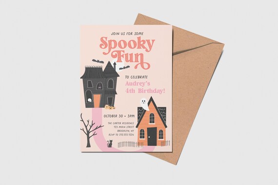 Haunted Houses Birthday Party Invitation Halloween Birthday - Etsy
