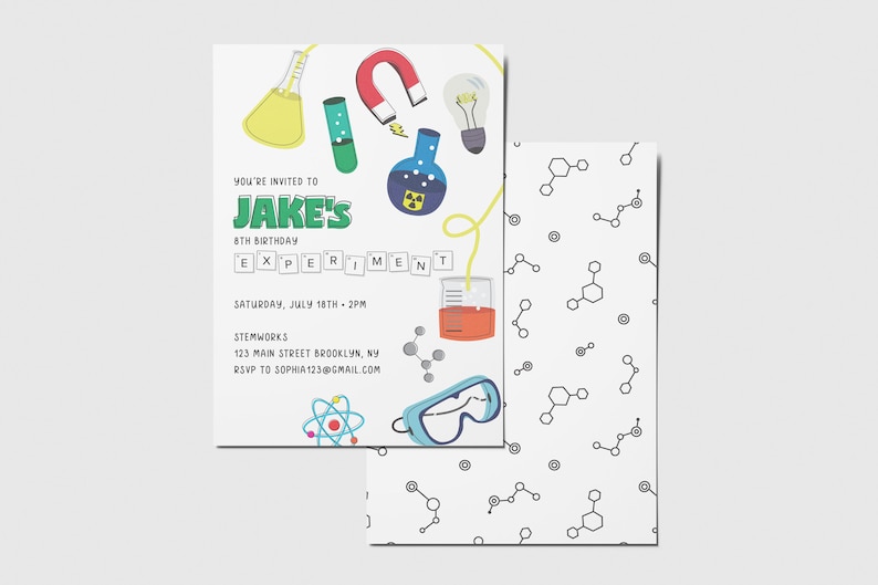 Science Party Thank You Card, Chemistry, Science Experiment Birthday ...
