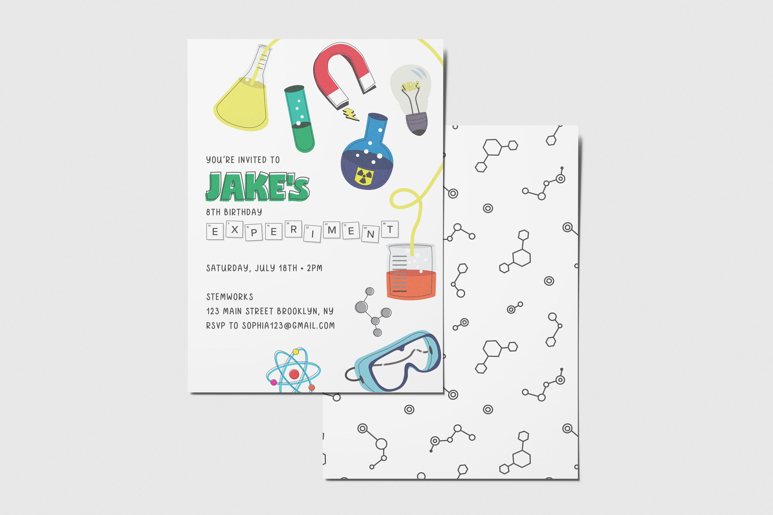 Science Party Thank You Card, Chemistry, Science Experiment Birthday ...