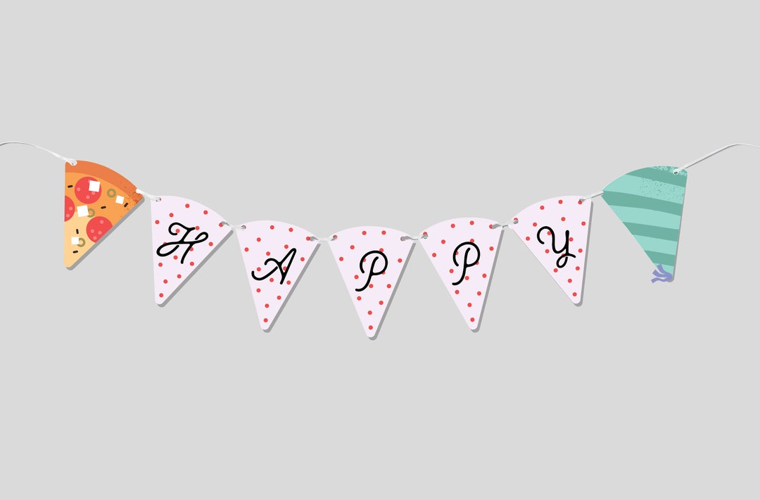 Pizza Party Flag Banner, Birthday Garland, Party Decor, A Slice of Fun ...