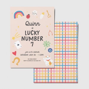 Lucky Charm Birthday Party Invitation, Good Luck Charms, Lucky Number 7 ...